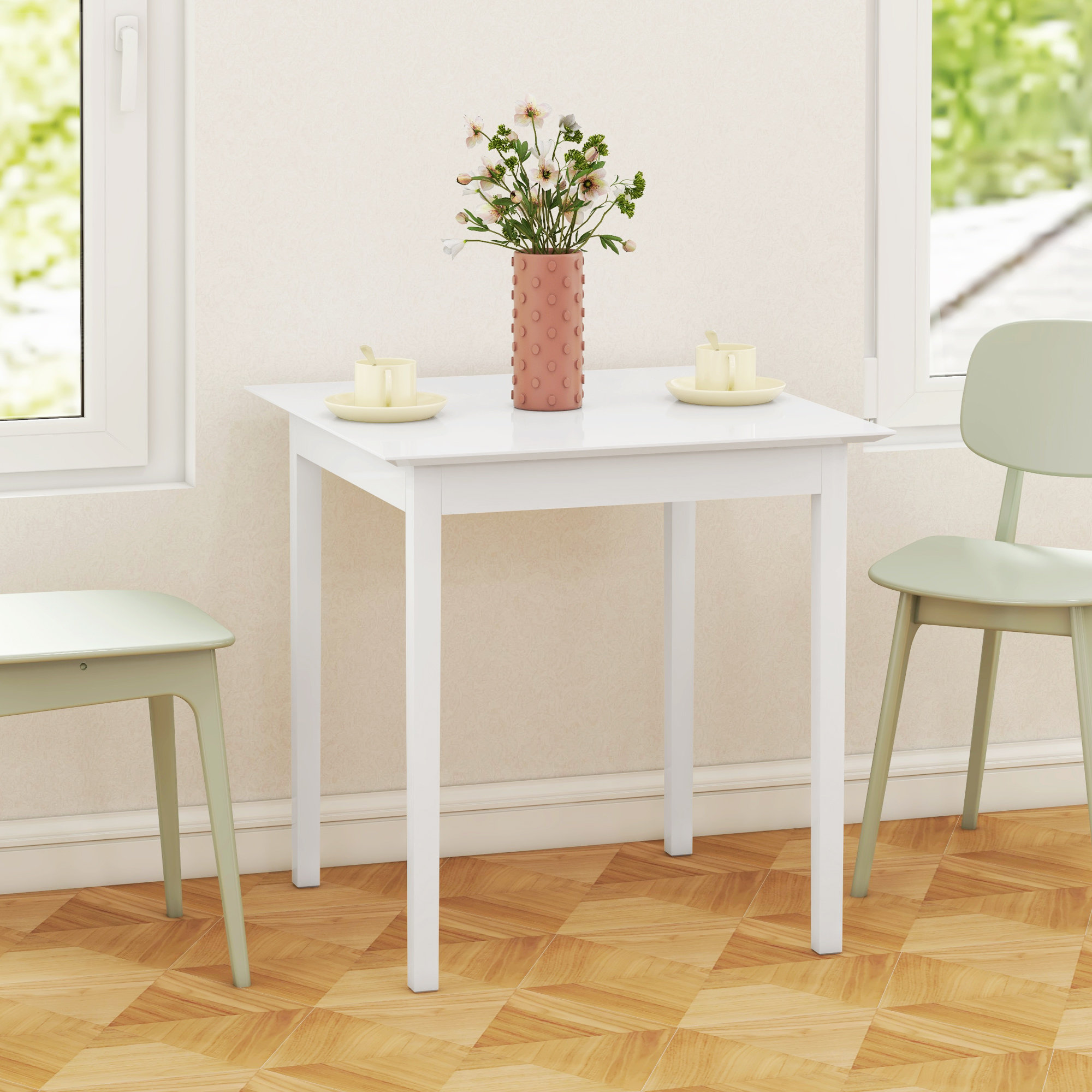 George Oliver Dining Table Square Kitchen Table w/ Wood Frame for ...