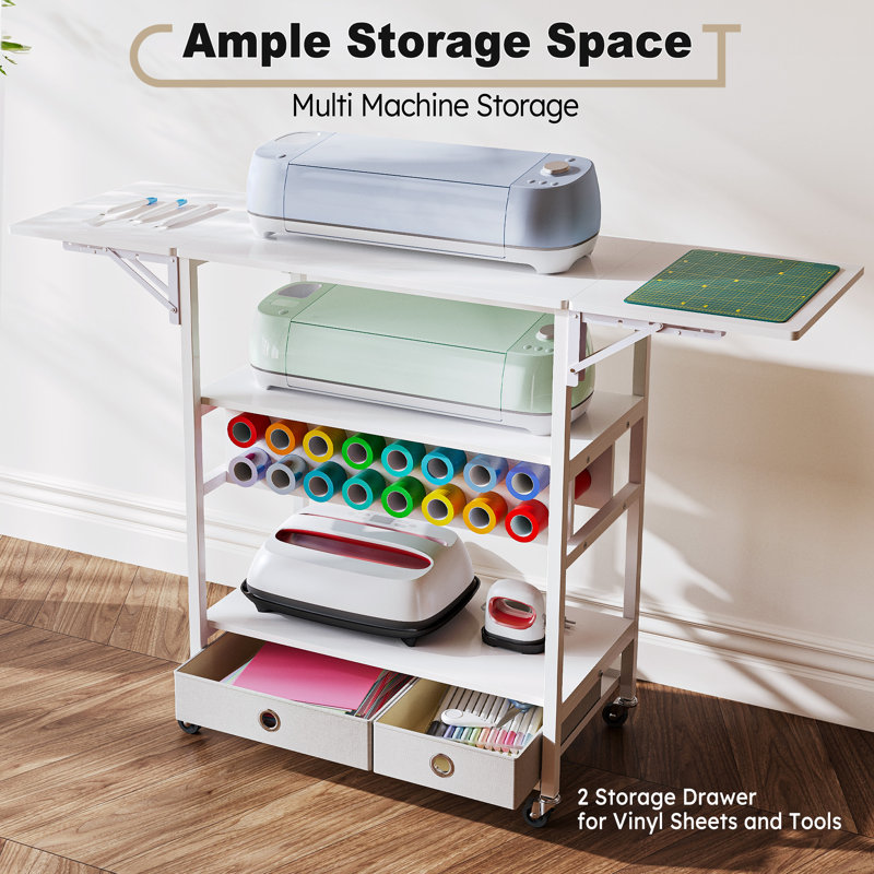 Ackitry Movable Circut Machine Storage Table Craft Table 4 Tier ...