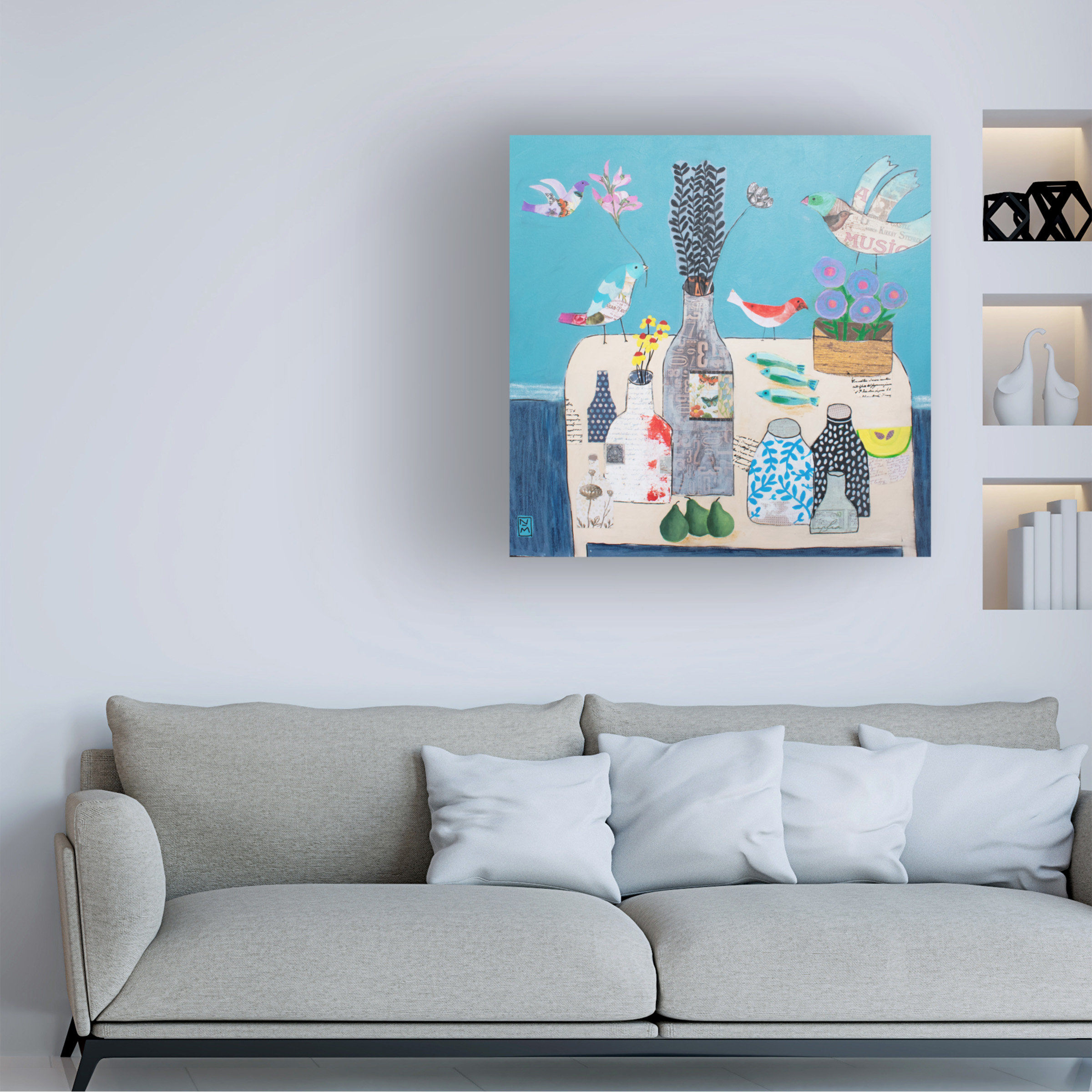 Ebern Designs Bolog Nathaniel Mather Six Vases Canvas Art | Wayfair
