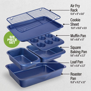 Granitestone Blue 6 Piece Nonstick Stackable Bakeware Set & Reviews ...