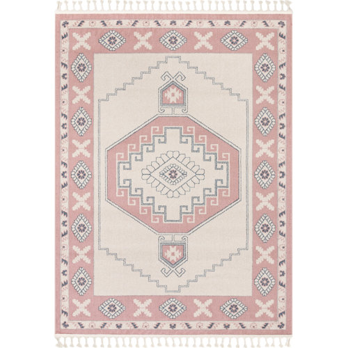 Well Woven Loop-De-Loop Aztec Machine Woven Pink/Ivory Area Rug ...