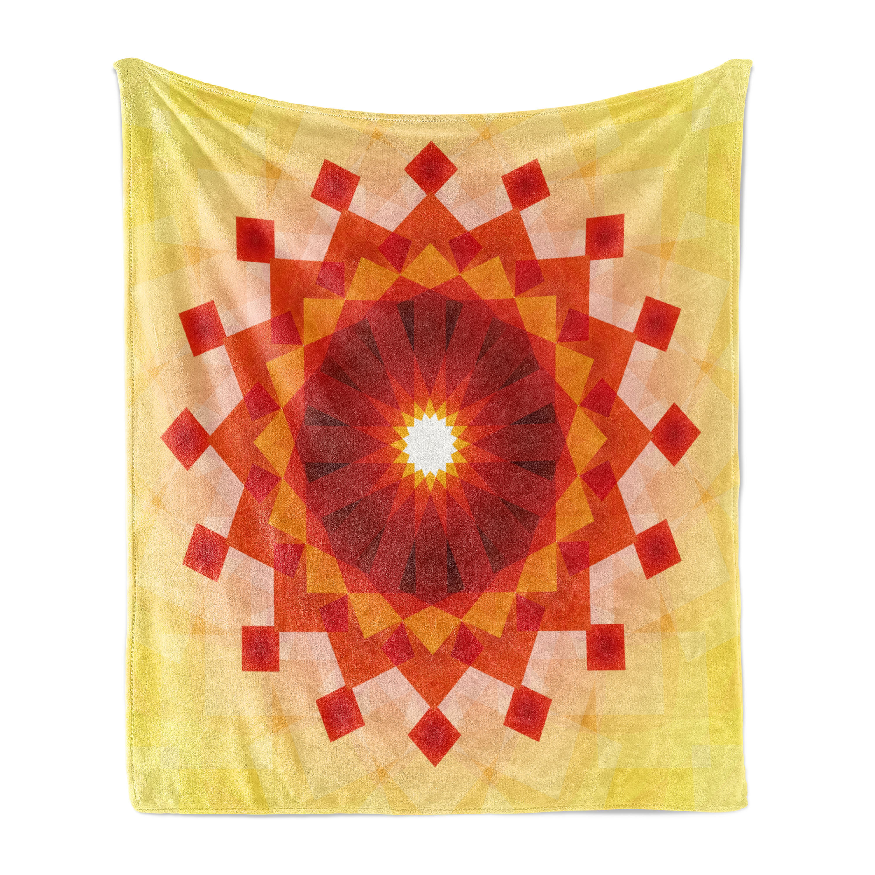 Ambesonne Mandala Fleece Throw Blanket Fluorescent Rays Squares ...