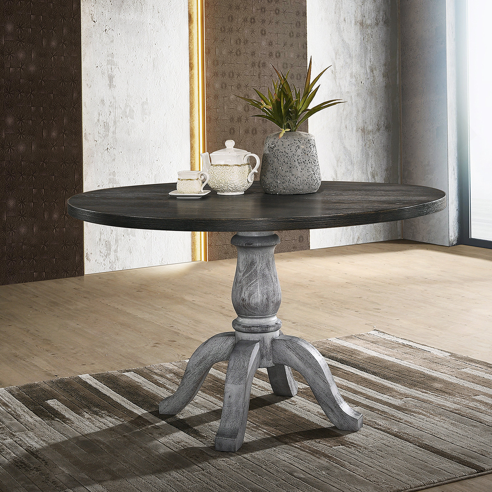 George Oliver Iris Round Pedestal Wood Dining Table | Wayfair