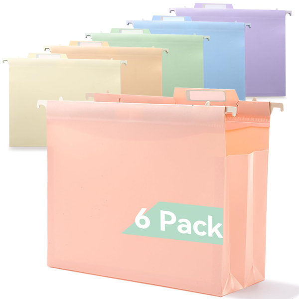Inbox Zero Plastic High Capacity Hanging Folders, 6-Pack, With ...