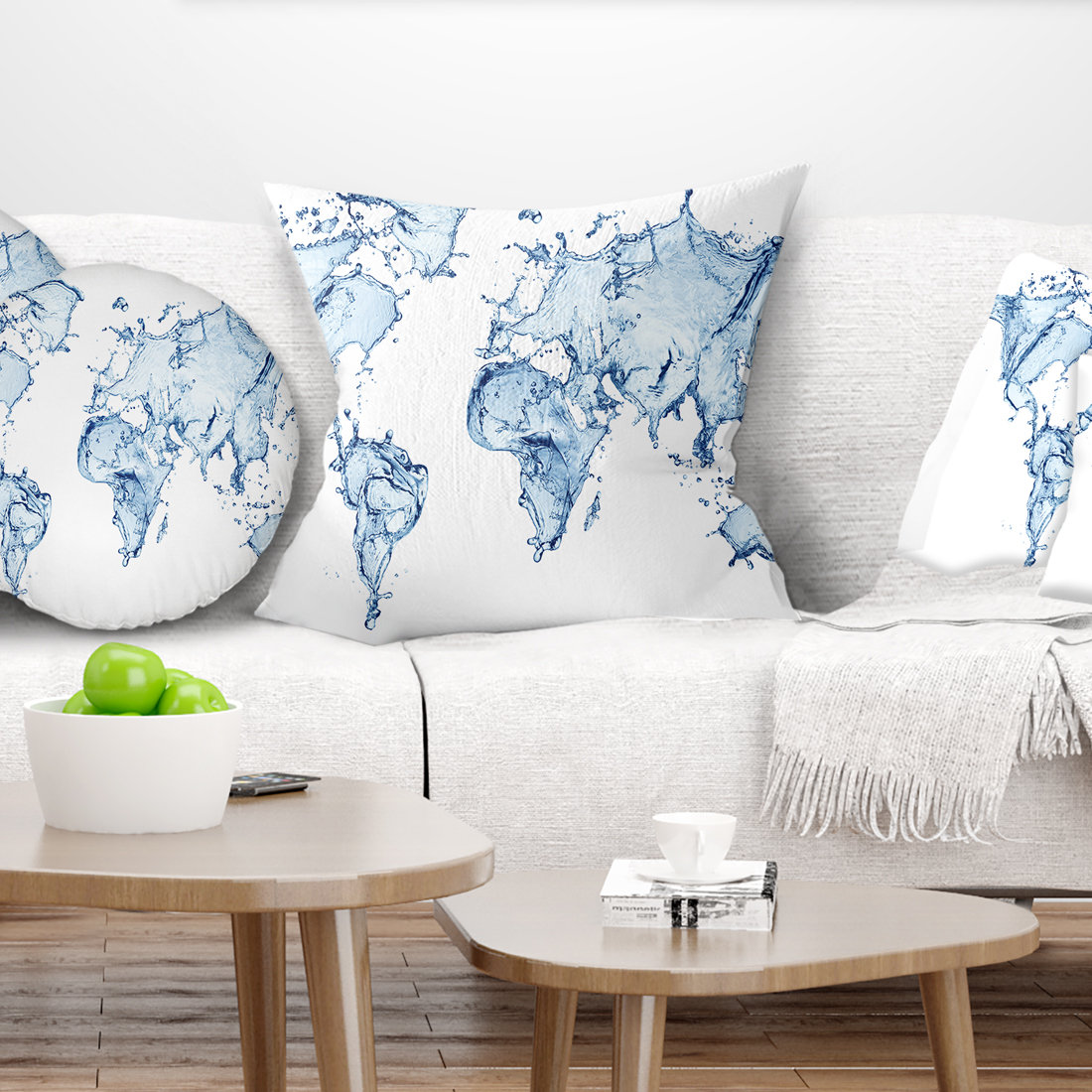Design Art Abstract Portrait World Map Water Splash Map Throw Pillow ...