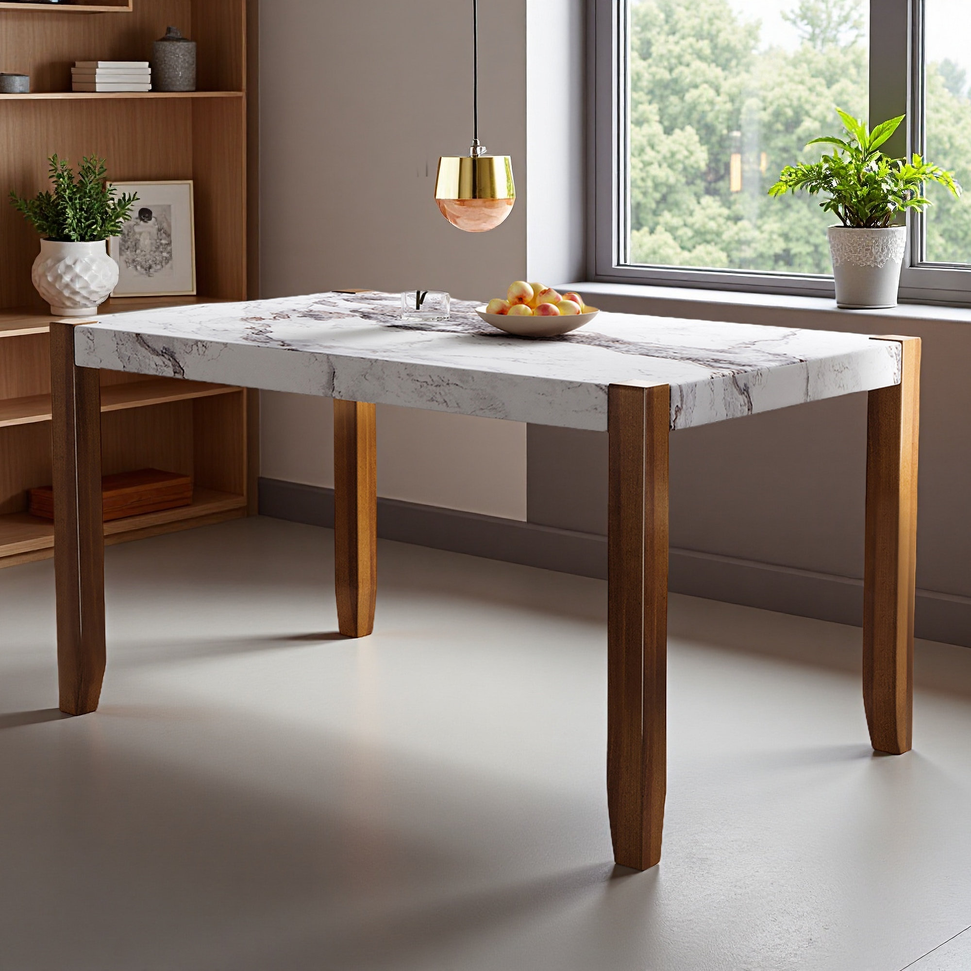 Wrought Studio™ 46.5" Dining Table, Modern Kitchen Table, Rectangular ...