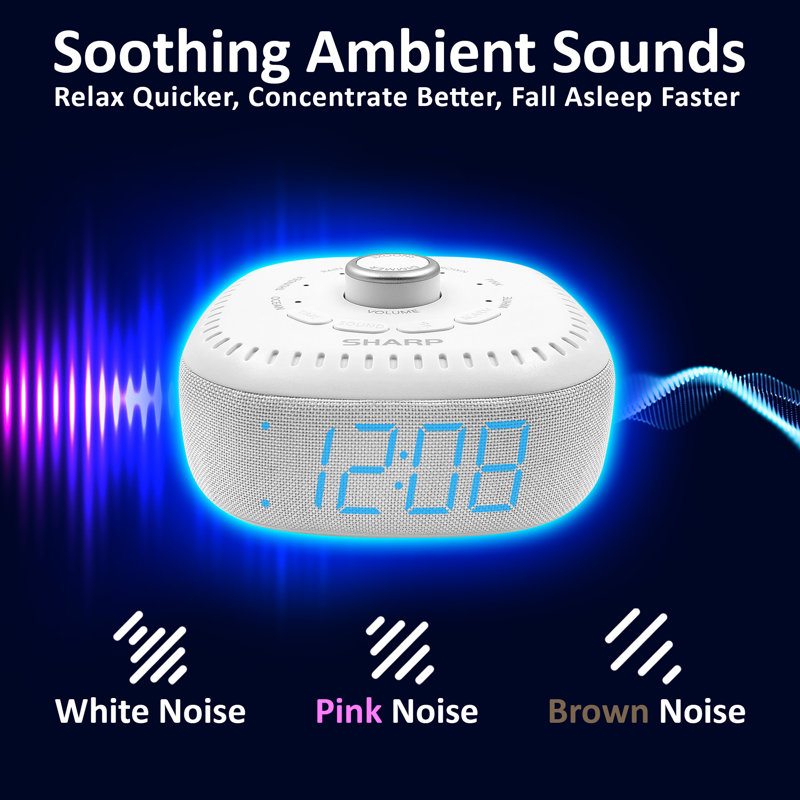 Sharp Digital Electric Tabletop Sound Machine Alarm Clock with 6 Sleep ...