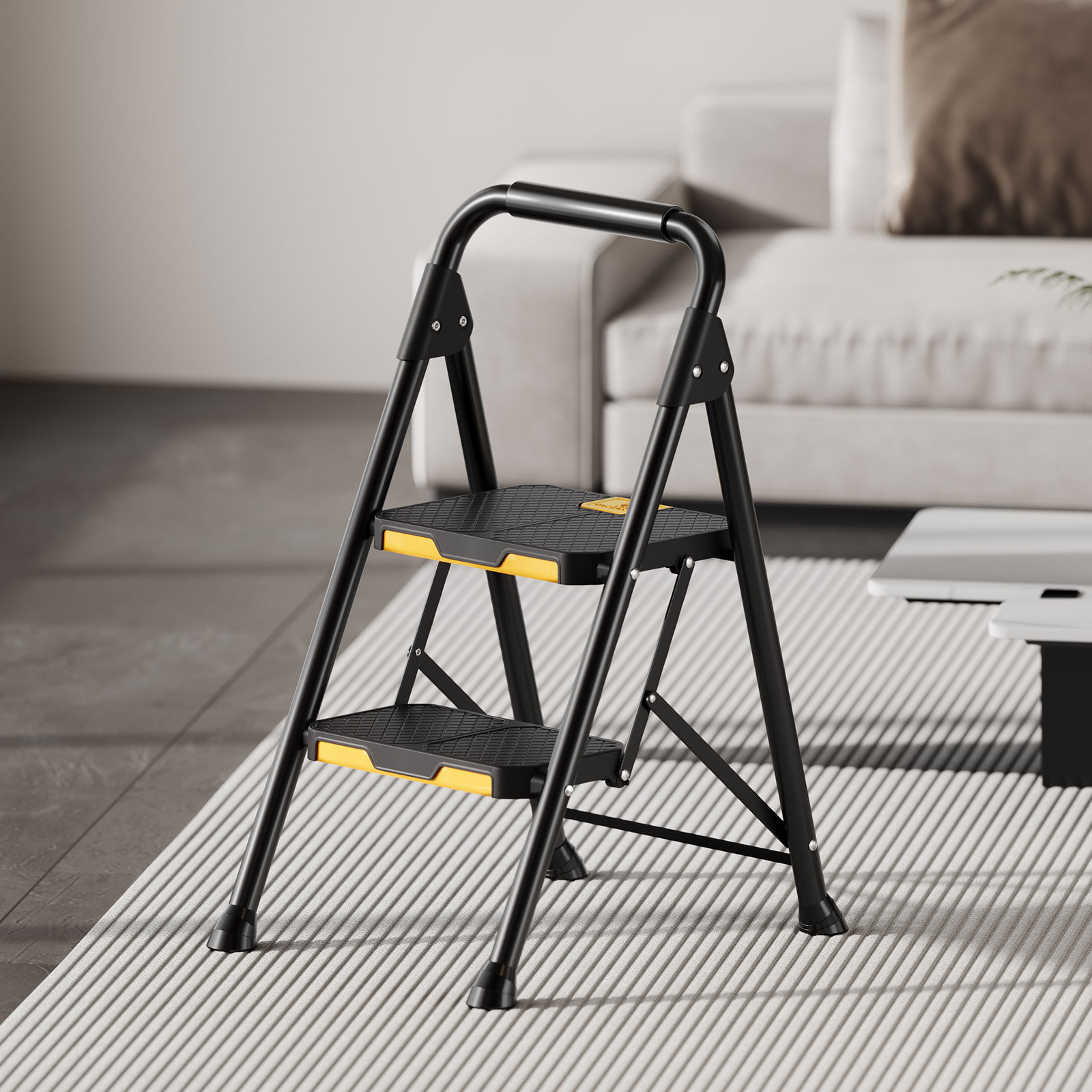 KINGRACK 2 Step Folding Ladder Metal，Step Ladder Pass 800 lbs Load ...