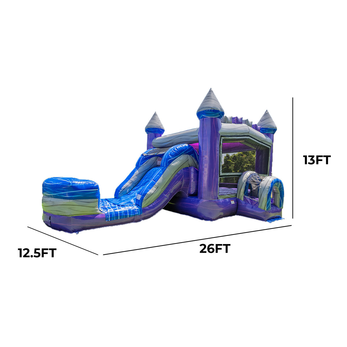 XJUMP Purplish Castle Commercial Grade Bounce House Water Slide (with ...
