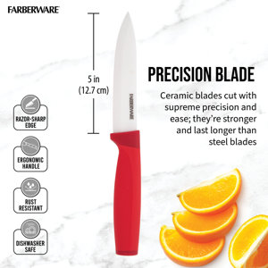 Farberware Ceramic 5-Inch Utility Knife With Custom-Fit Blade Cover ...