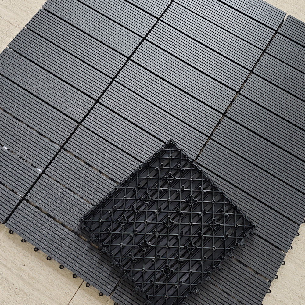 Flameline 12"X12" Wood Plastic Interlocking Flooring Tiles 4-Slats ...