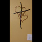 Winston Porter Metal Sticks Cross with Double Copper Heart Accent ...
