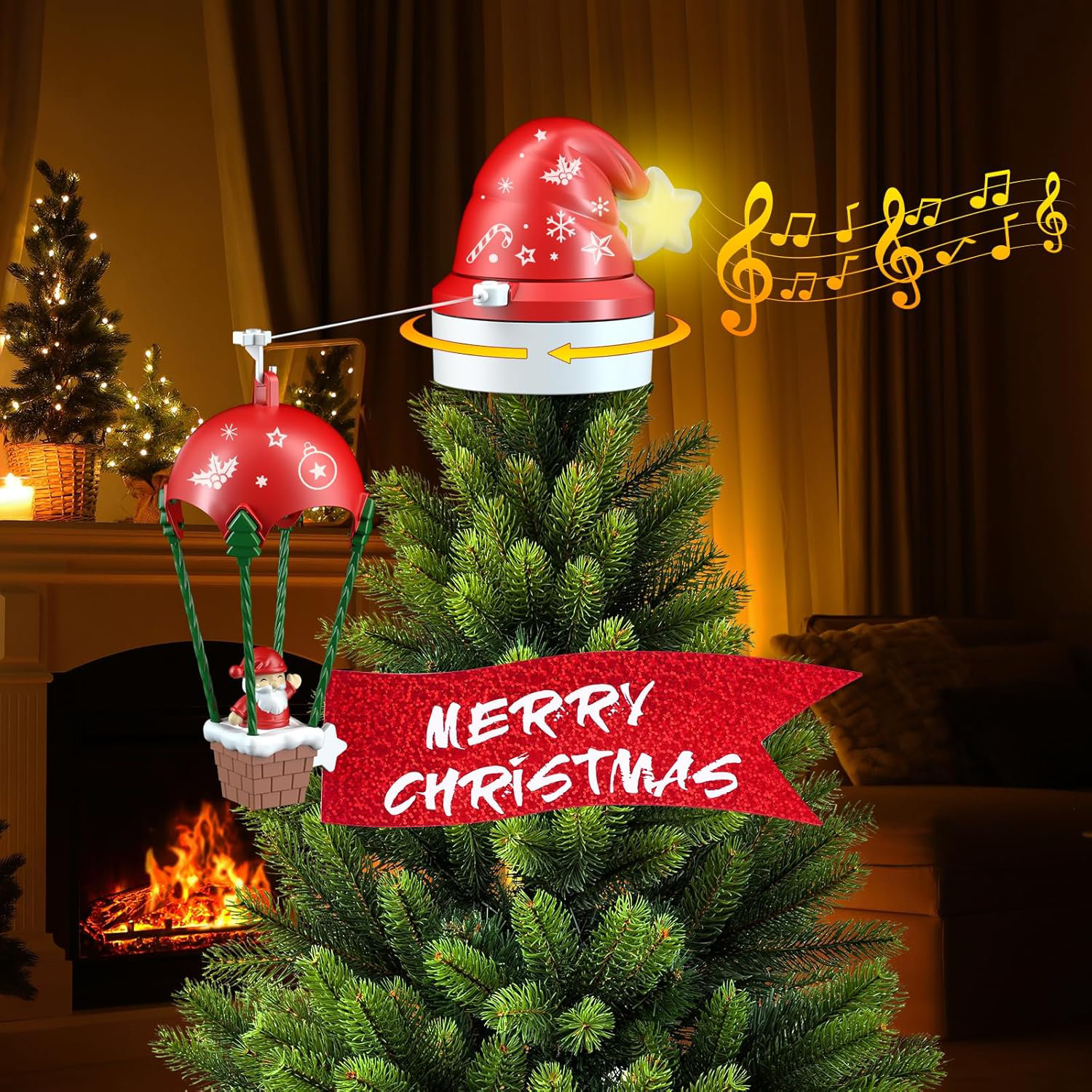 The Holiday Aisle® Musical Christmas Tree Topper With Lights-Animated ...