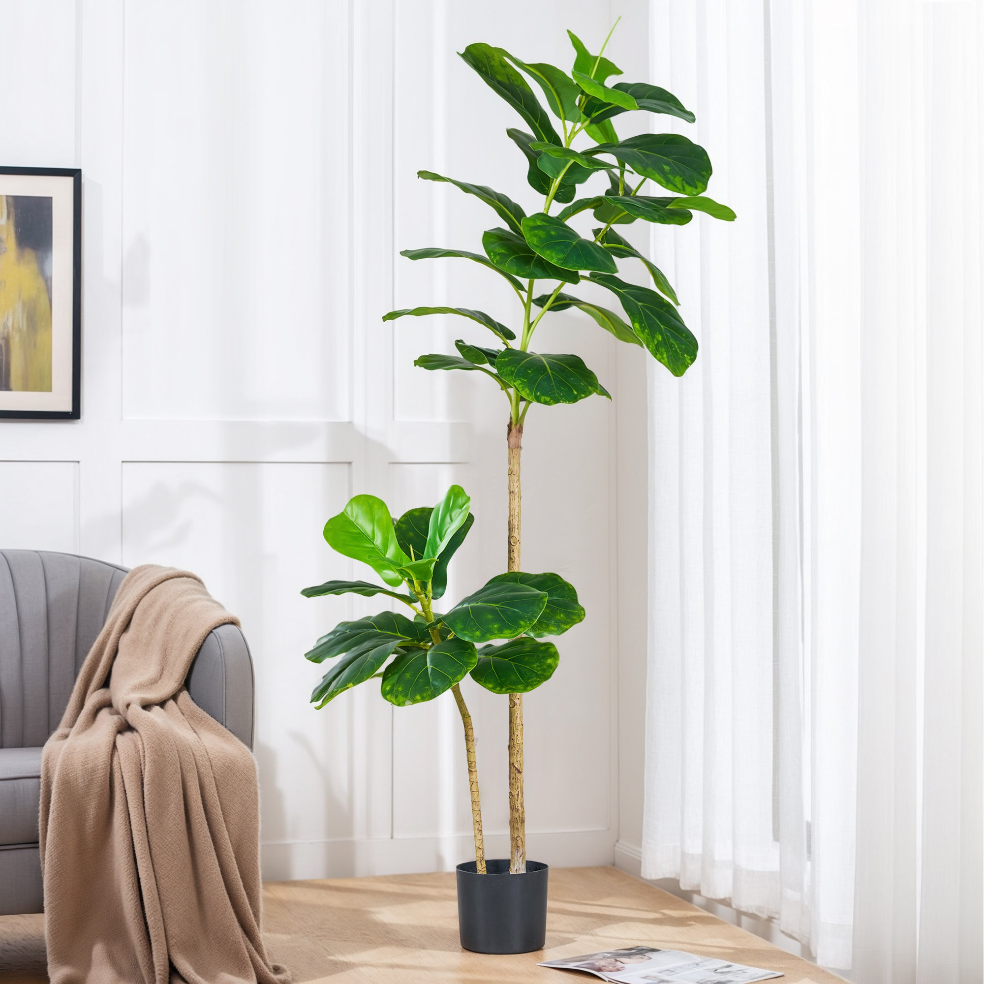 Primrue 51 In Artificial Fiddle Leaf Fig Tree, Artificial Ficus Tree ...