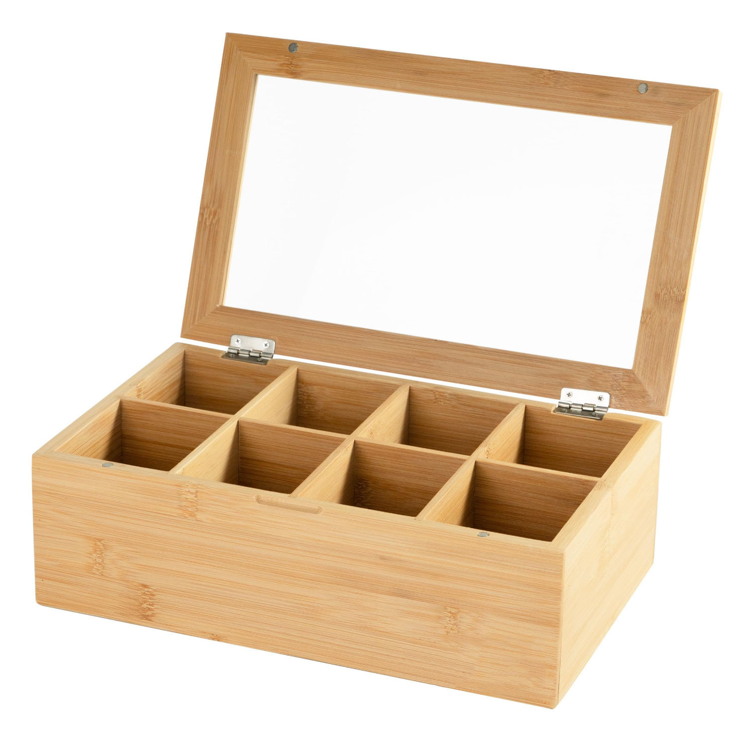 Stack man Bamboo Tea Box Organizer With 8 Compartments – Natural Bamboo ...