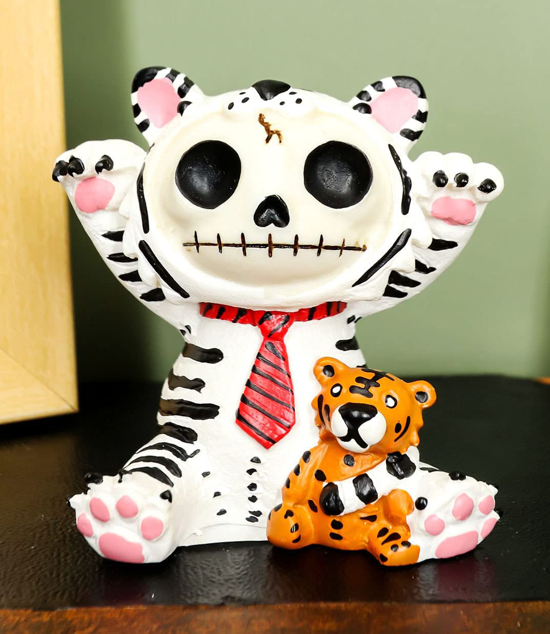 Trinx Furry Bones White Tigrrr Snow Tiger Voodoo Skeleton Figurine 2.25 ...