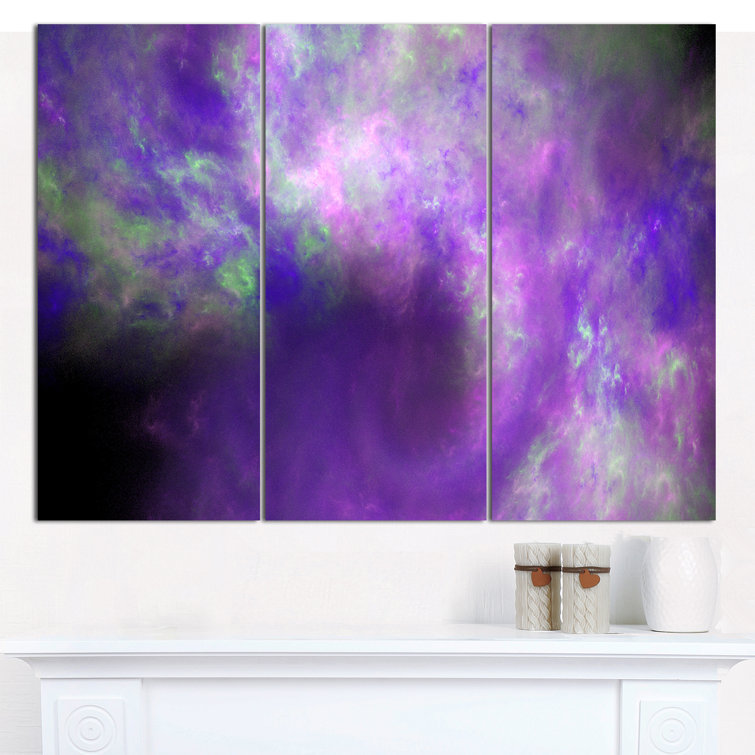 DesignArt Perfect Light Purple Starry Sky On Canvas 3 Pieces Print ...
