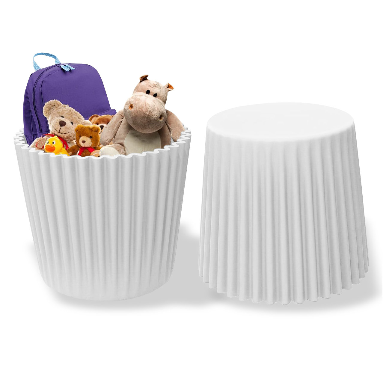 Orren Ellis 16" Stackable Round Shape Dining Stool Ottoman Basket | Wayfair