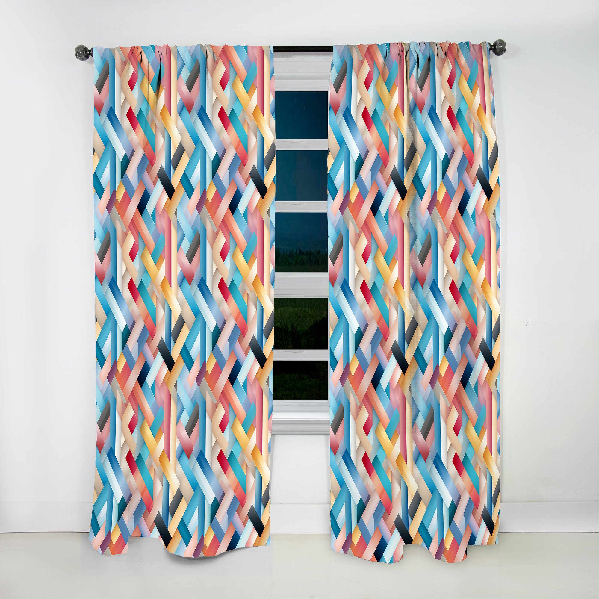 Design Art Colorful Futuristic Striped Pattern II - Abstract Curtain ...