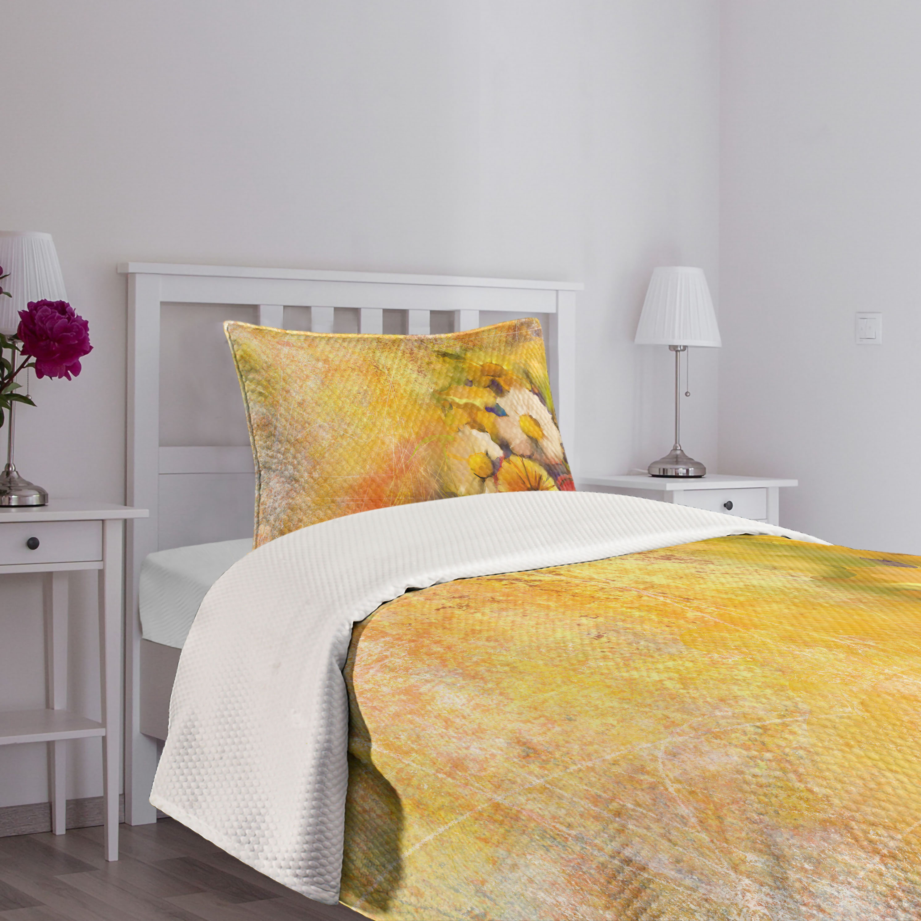 Ambesonne Yellow Flower Bedspread Rose Painting Mustard Orange | Wayfair