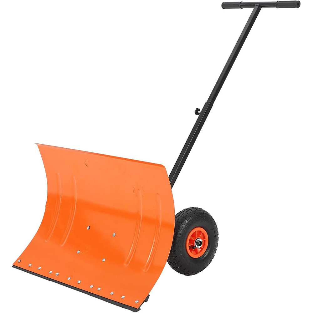LumiParty Snow Plow Shovel with Wheels, 36-Inch Heavy-Duty Steel Snow ...