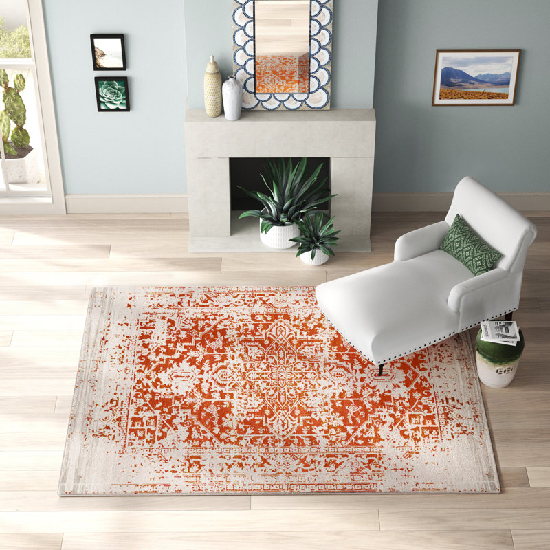 Mistana™ Hillsby Oriental Orange/Beige Area Rug & Reviews | Wayfair