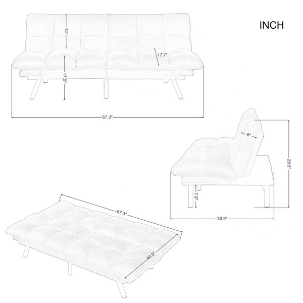 George Oliver Multifunctional Sofa Bed, Foldable 2-Seater Sofa ...