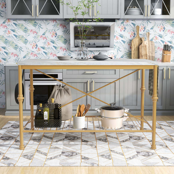 Lark Manor Allisun Marble Kitchen Island | Wayfair