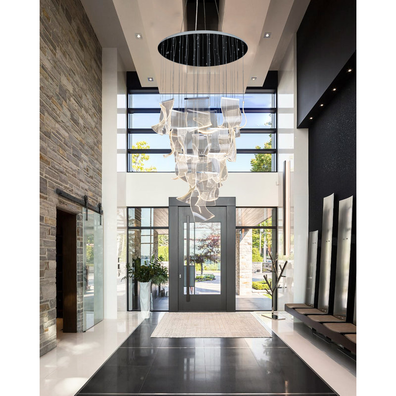 Orren Ellis Luxury Acrylic Chandelier 40" Wide 24 Lights Silver Led ...