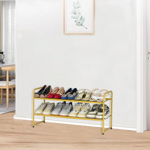 Rebrilliant 32'' Wide 2-Tier Wire Grid Shoe Rack for Closet, Stackable ...