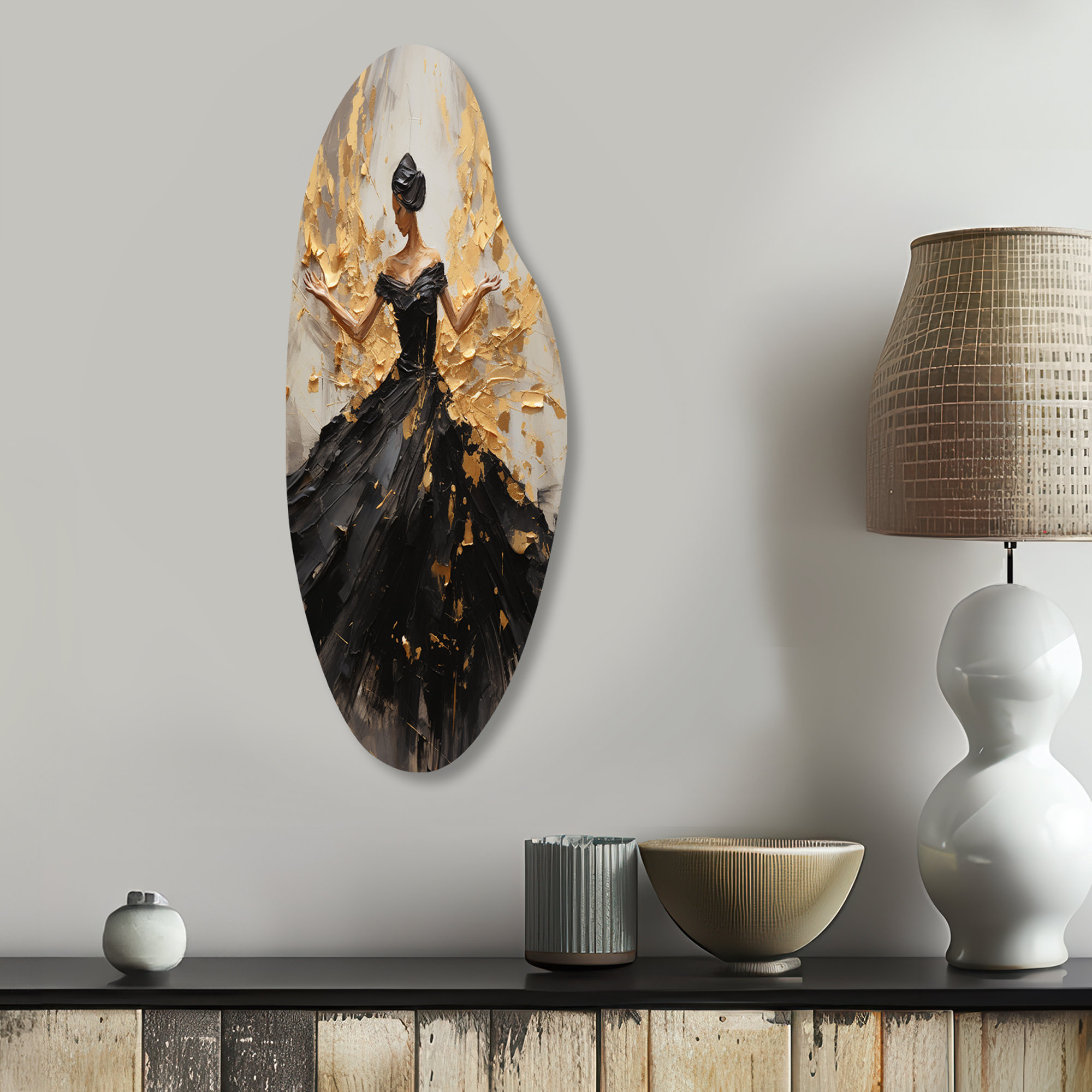 Mercer41 Gold And Black Dance Splash I - Dance Curved Shape ...