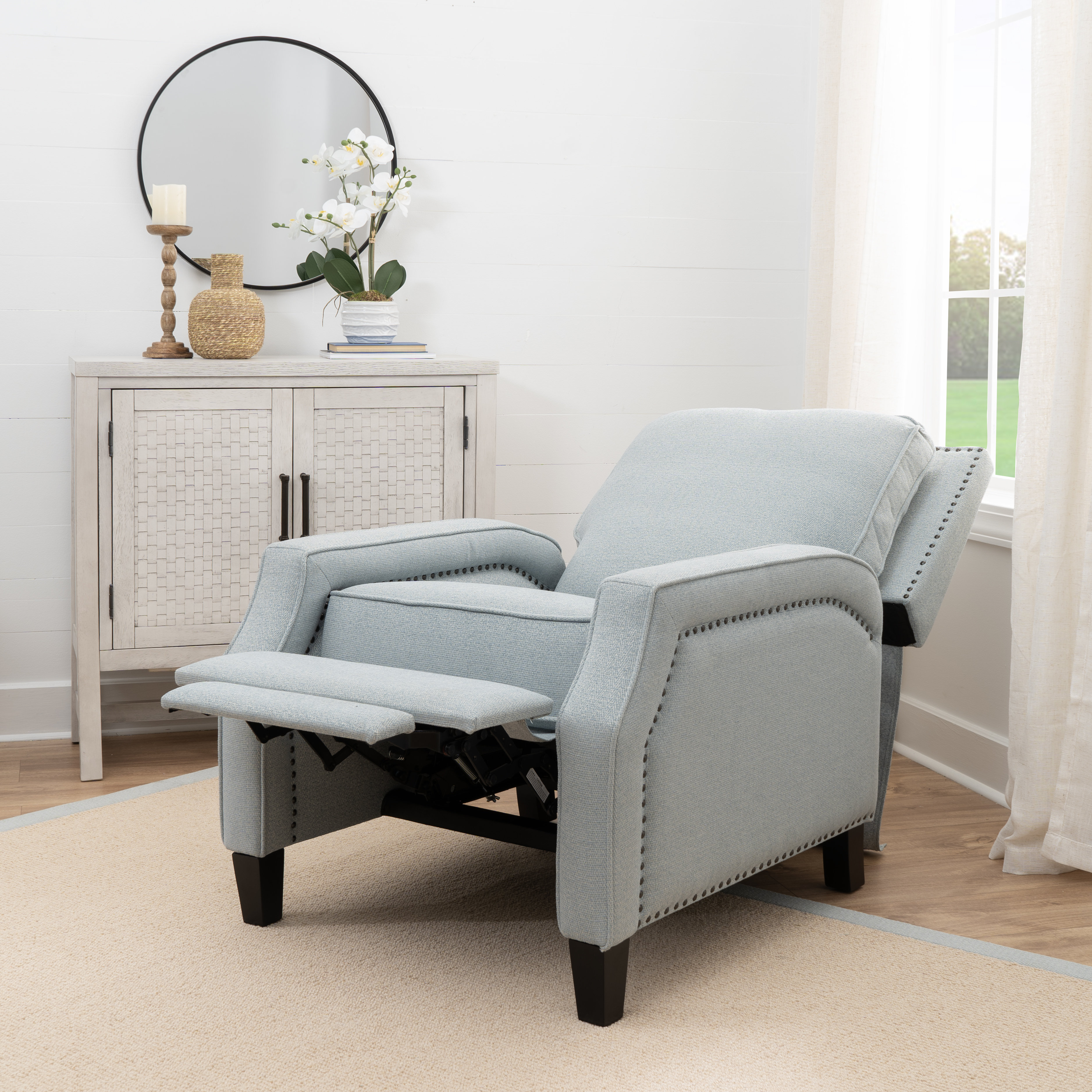 Lark Manor™ Montour 30” Wide Nail – Head Upholstered Push Back Recliner ...