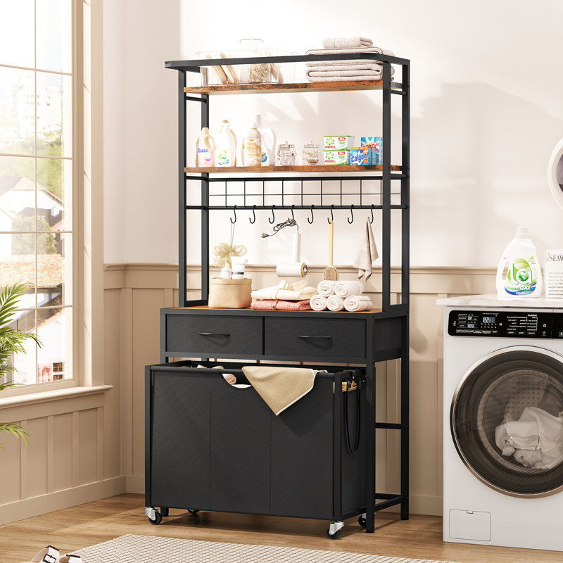 17 Stories Laundry Center with 3 Section Pull-Out Bags, | Wayfair