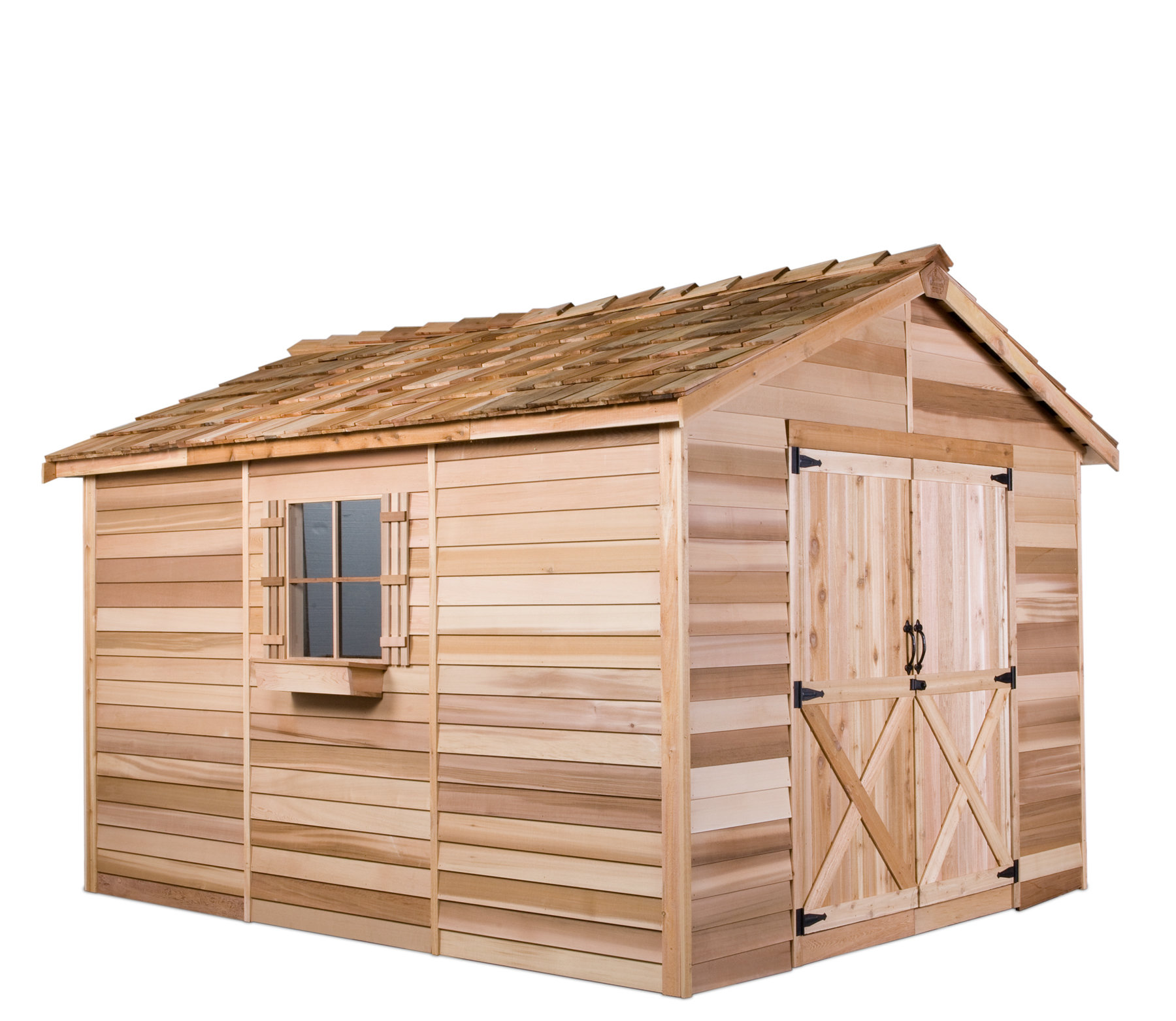 Cedarshed Rancher 10 ft. W x 10 ft. D Western Red Cedar Wood Storage ...