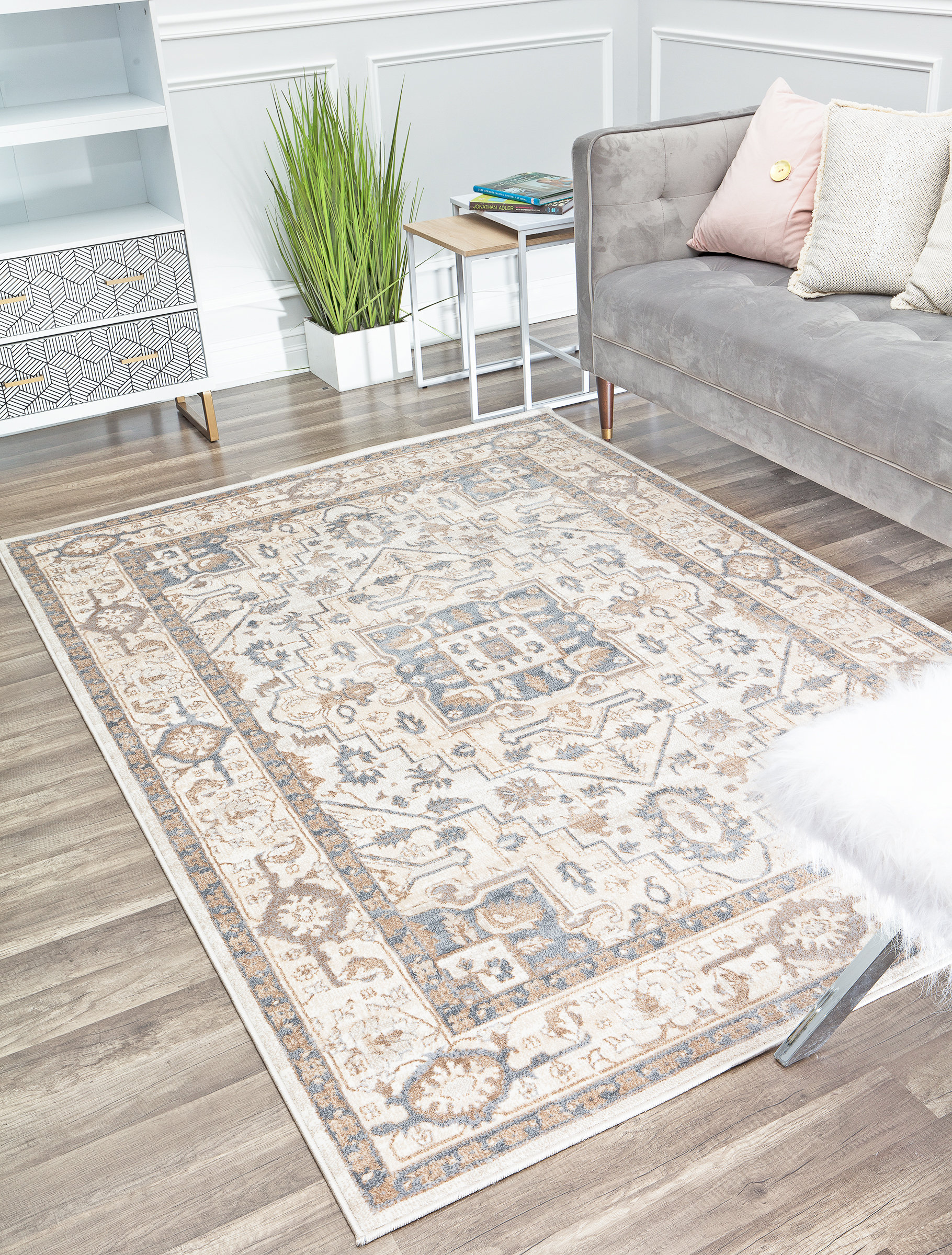 Bungalow Rose Elliana Farmhouse Desert Sand Area Rug & Reviews | Wayfair