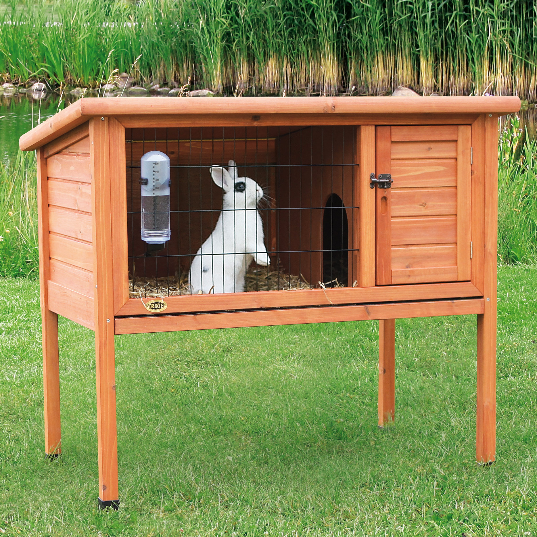 TRIXIE natura Elevated Rabbit Hutch, Single Hutch, for Rabbits or ...