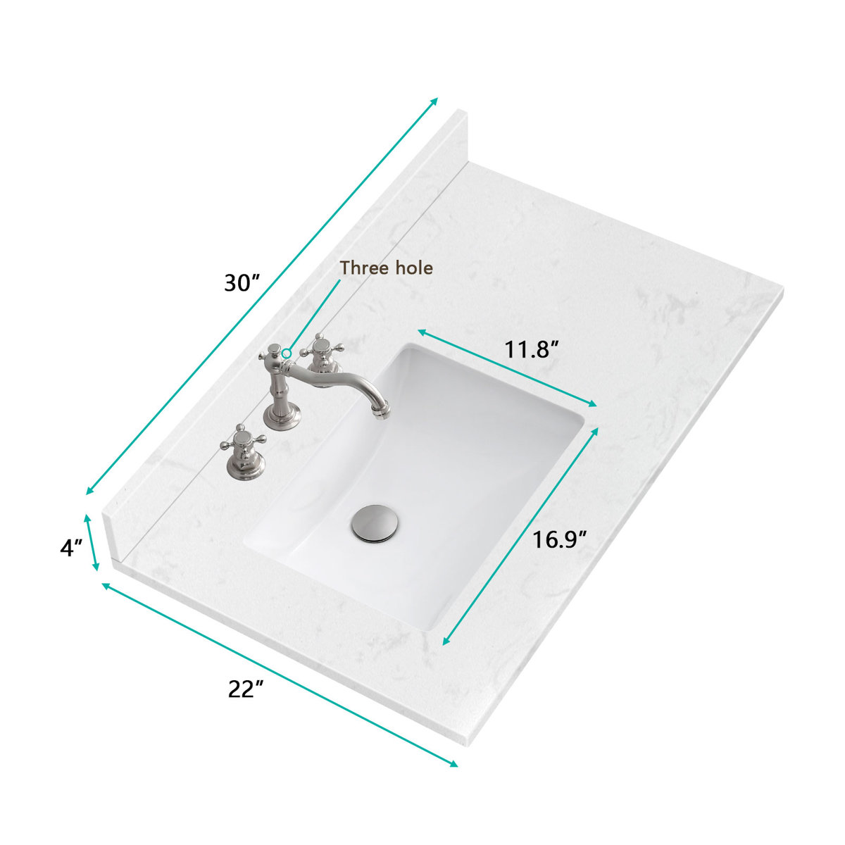 Luobath Engineered Stone Single Bathroom Vanity Top With Left Offset ...