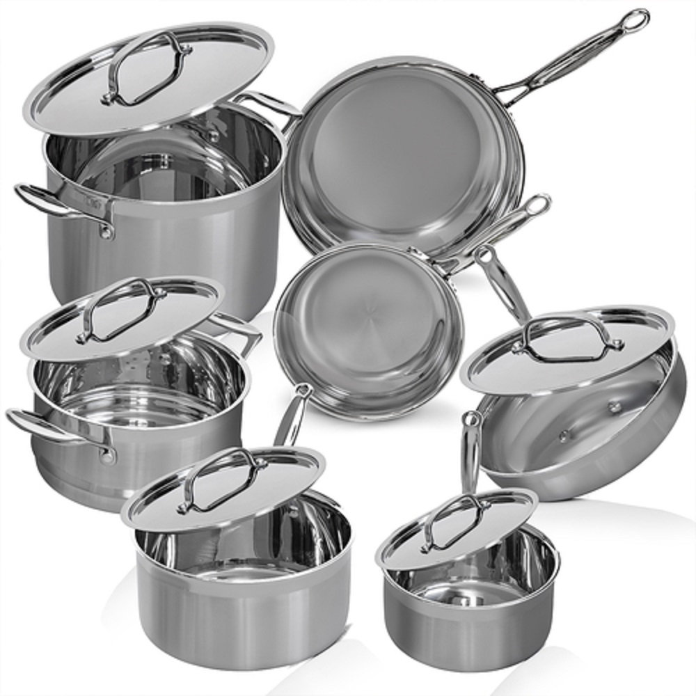 Deco Chef 12 Piece Stainless Steel Cookware Starter Set with Try-Ply ...