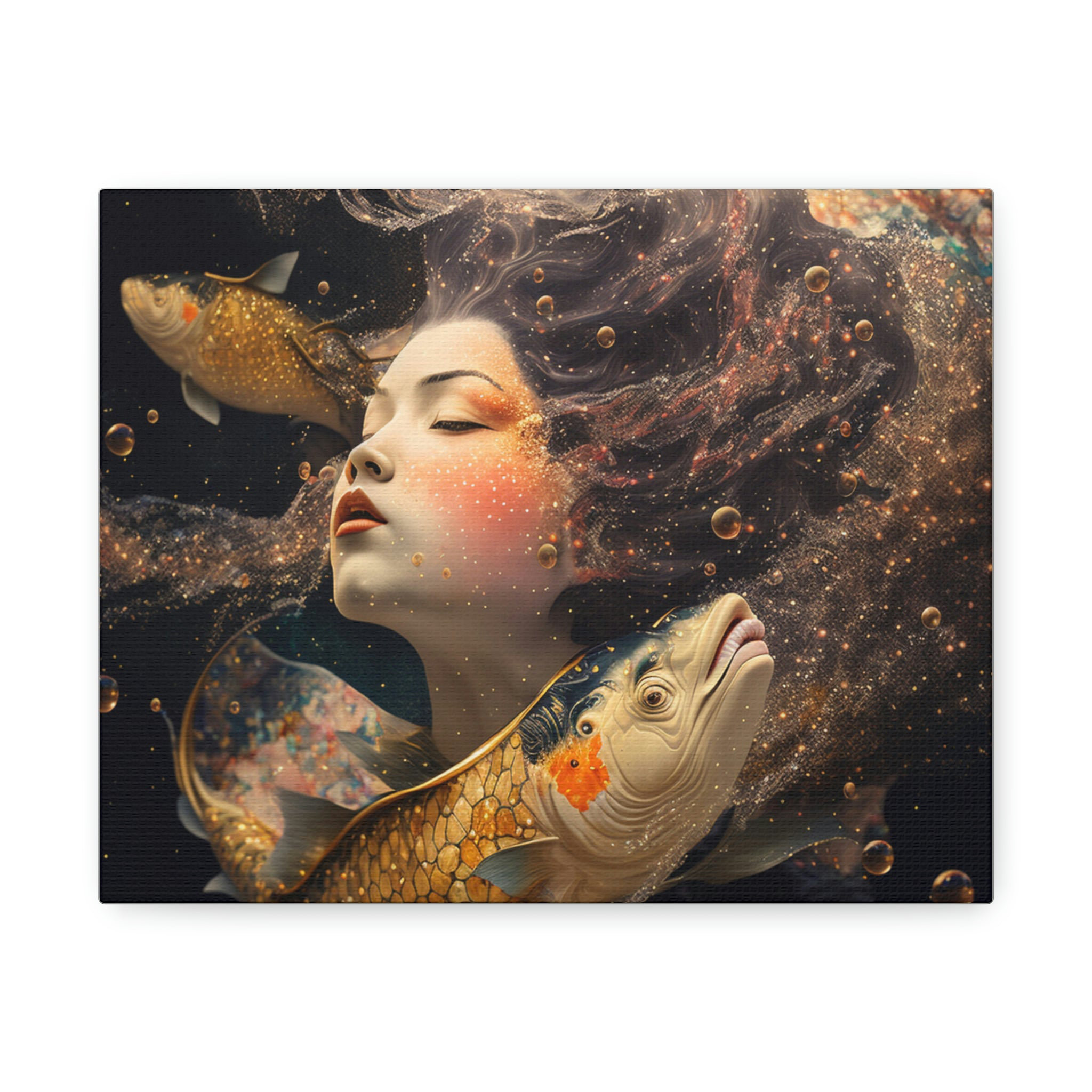 Rosecliff Heights Fish and Girl by Leonardo Da Vinci - Wrapped Canvas ...