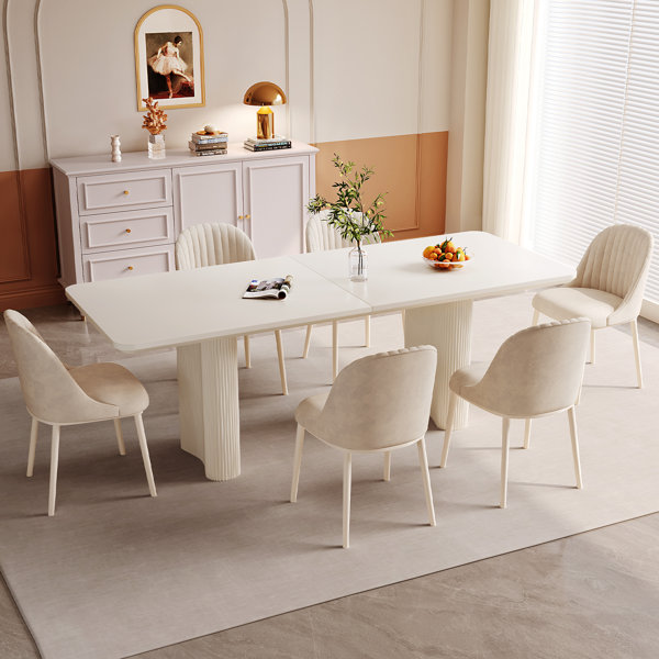 George Oliver White Dining Table Set Modern Rectangular Kitchen Table ...