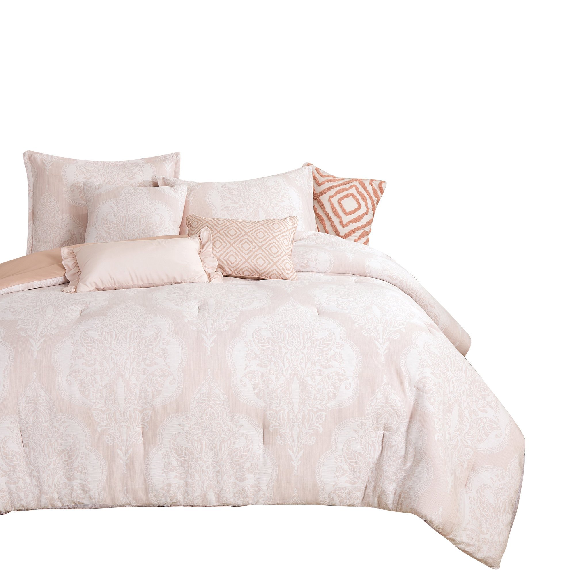 ESCA Chiara Brown/Beige/Pink 7 Piece Comforter Set | Wayfair