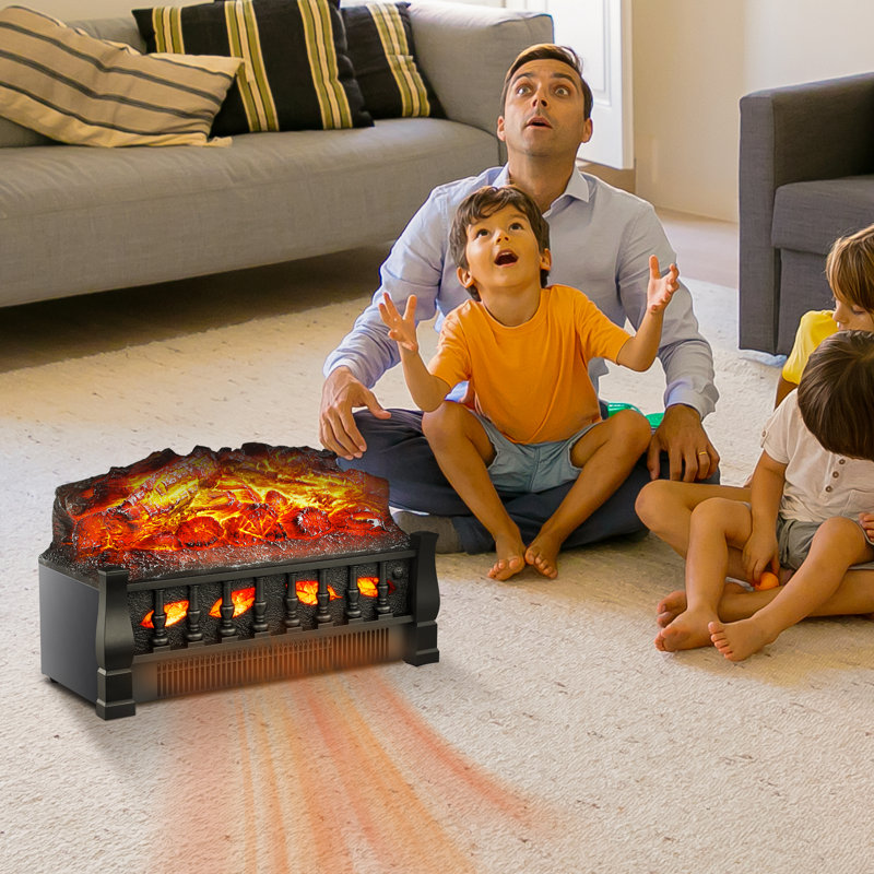 Symple Stuff Adlena Electric Fireplace Log Set Heater with Remote ...