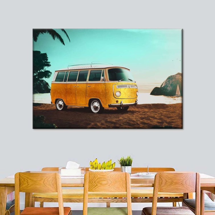 Rosecliff Heights Golden VW Bus Canvas Print - Wayfair Canada