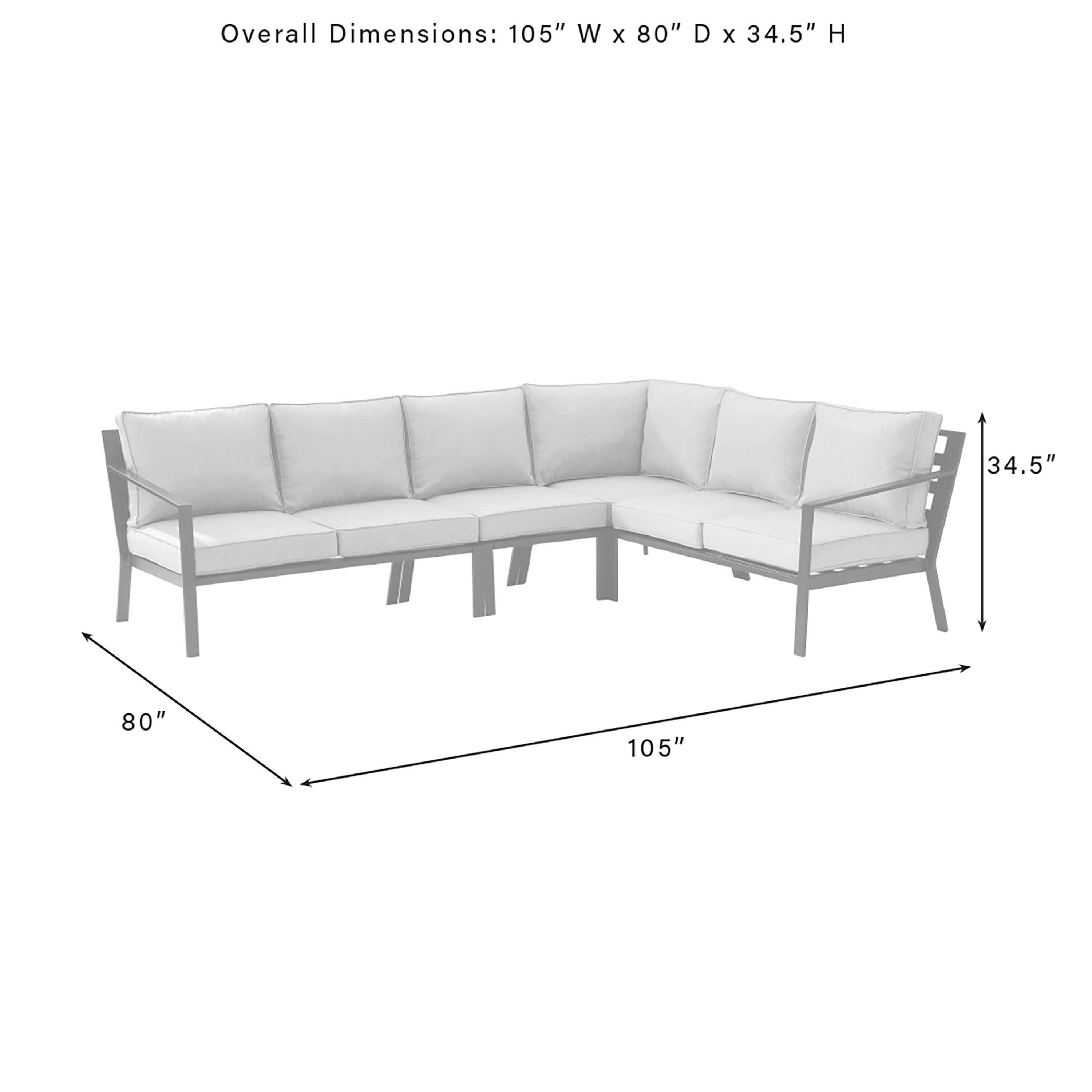 Crosley Clark 105'' Wide Outdoor L-Shaped Patio Sectional with Cushions ...