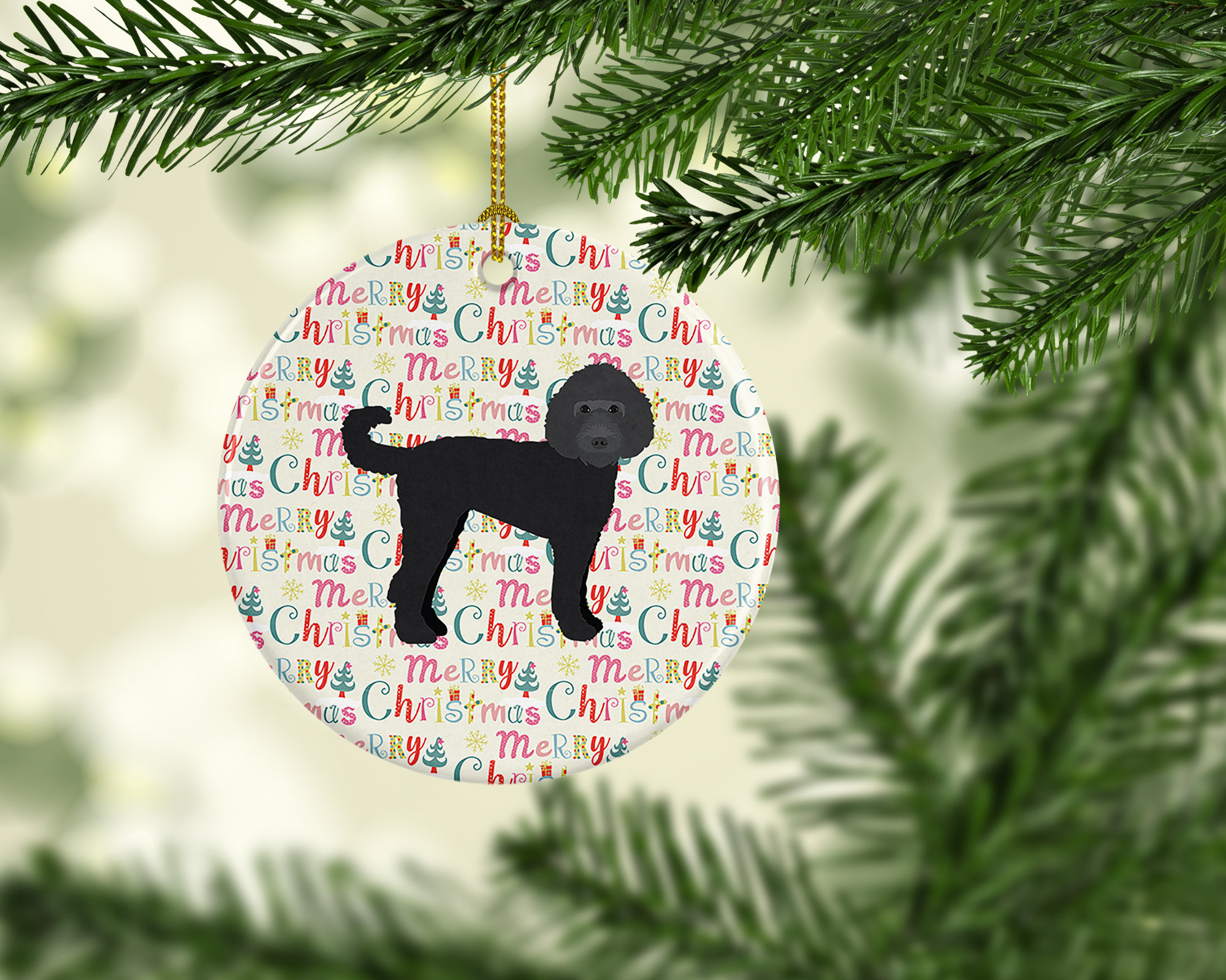 The Holiday Aisle® Labradoodle Merry Christmas Hanging Figurine ...