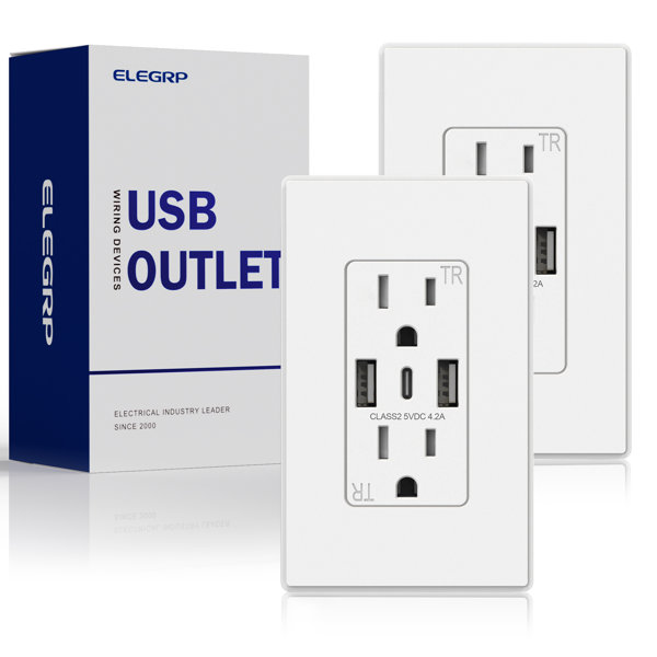 ELEGRP Tamper Resistant Duplex Outlet with USB Port | Wayfair