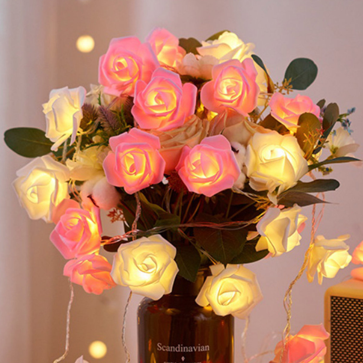 The Holiday Aisle® Rose Flower String Lights,18 LED Battery Operated ...