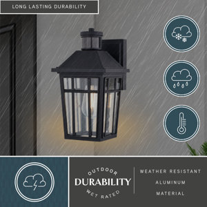 Winston Porter Quinten Aluminum Matte Black Motion Sensor Dusk To Dawn ...