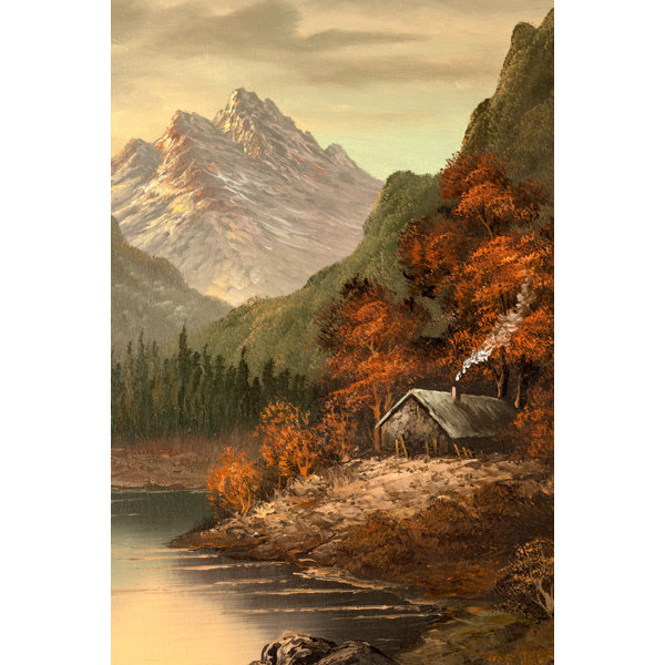 Alpen Home Fragment Of Vintage Oil Painting by Dan Totilca - Wrapped ...