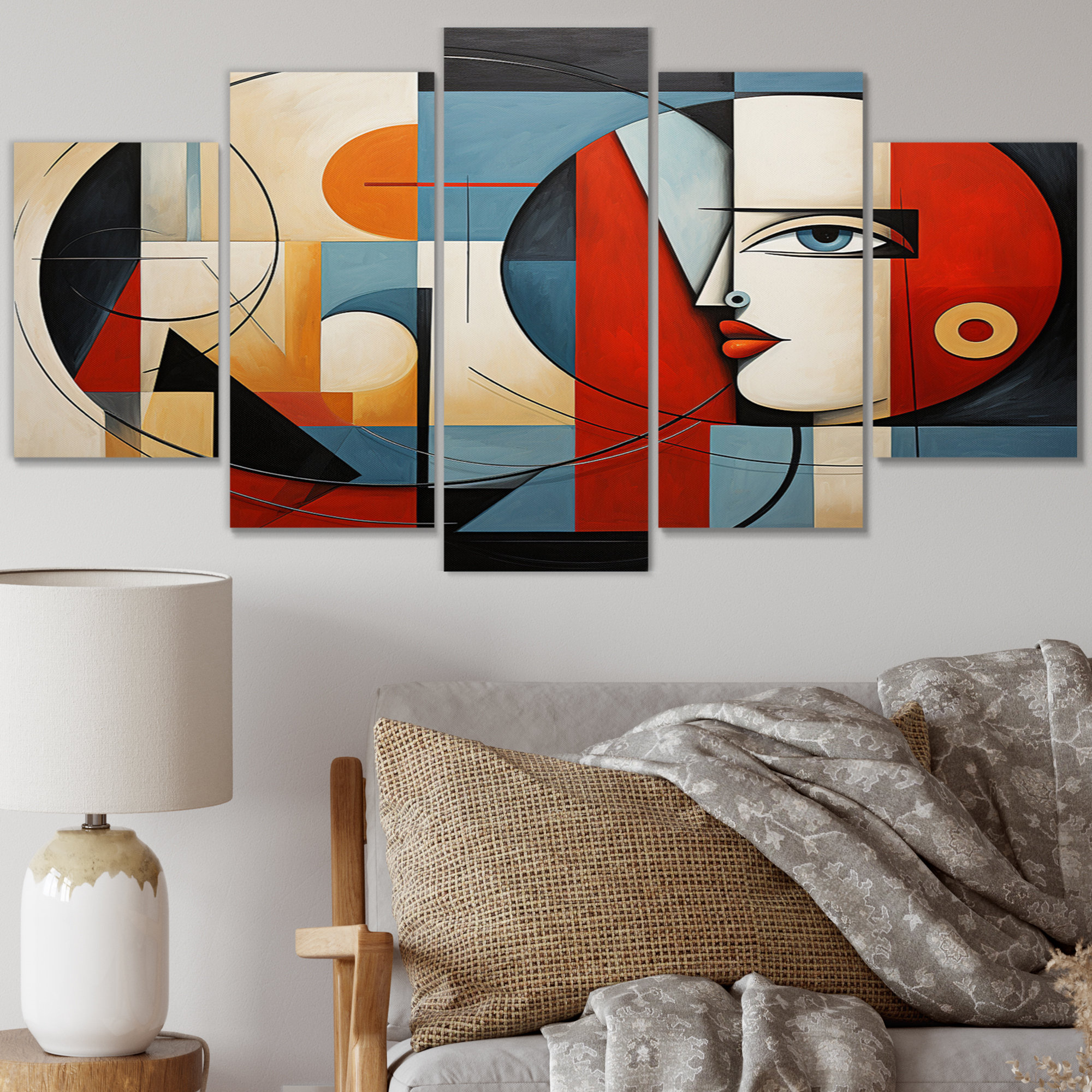 Wrought Studio™ Cubism Geometric Portrait VII - Cubism Wall Art Living ...